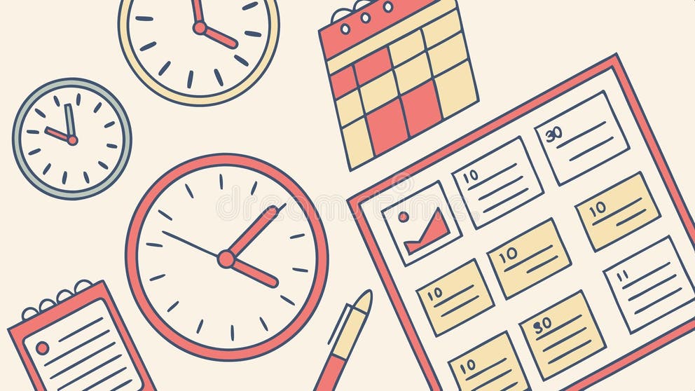 Calendar Clock Notepad, Time Management and Planning Illustration ...