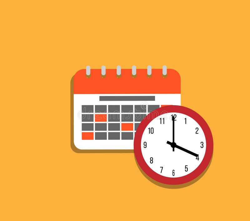 Calendar and Clock Planning Time Flat Style Stock Vector - Illustration ...