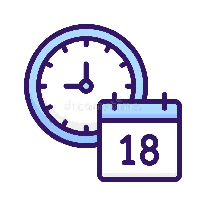 Calendar with Clock Showing Concept Icon of Timetable in Modern Style ...
