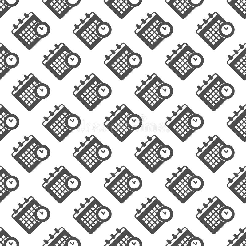 Calendar and Clock Solid Seamless Pattern, Remote Work Theme. Vector ...