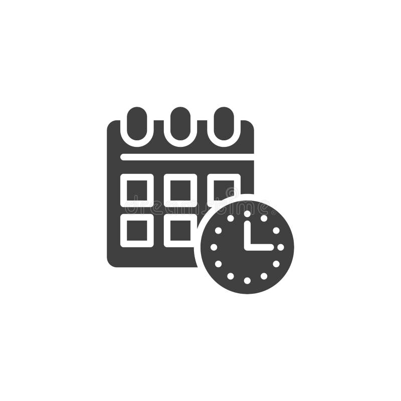 Calendar with Clock Vector Icon Stock Vector - Illustration of flat ...