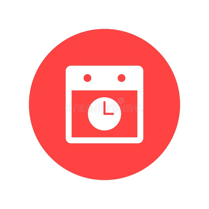 Calendar with Clock Vector Icon Symbol Isolated on White Background ...