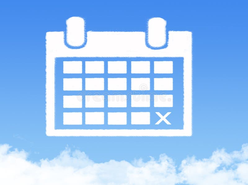 Calendar cloud shape stock illustration. Illustration of blue - 141010649