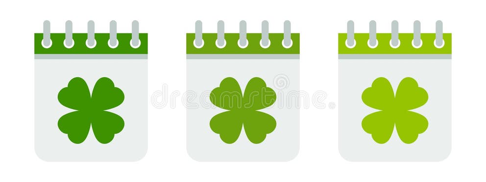 Calendar with Clover in Flat Style Isolated Stock Vector - Illustration ...
