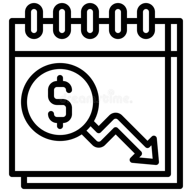 Calendar with Coin and Decrease Arrow Icon, Bankruptcy Related Vector Stock Vector ...
