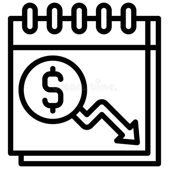 Calendar with Coin and Decrease Arrow Icon, Bankruptcy Related Vector Stock Vector ...