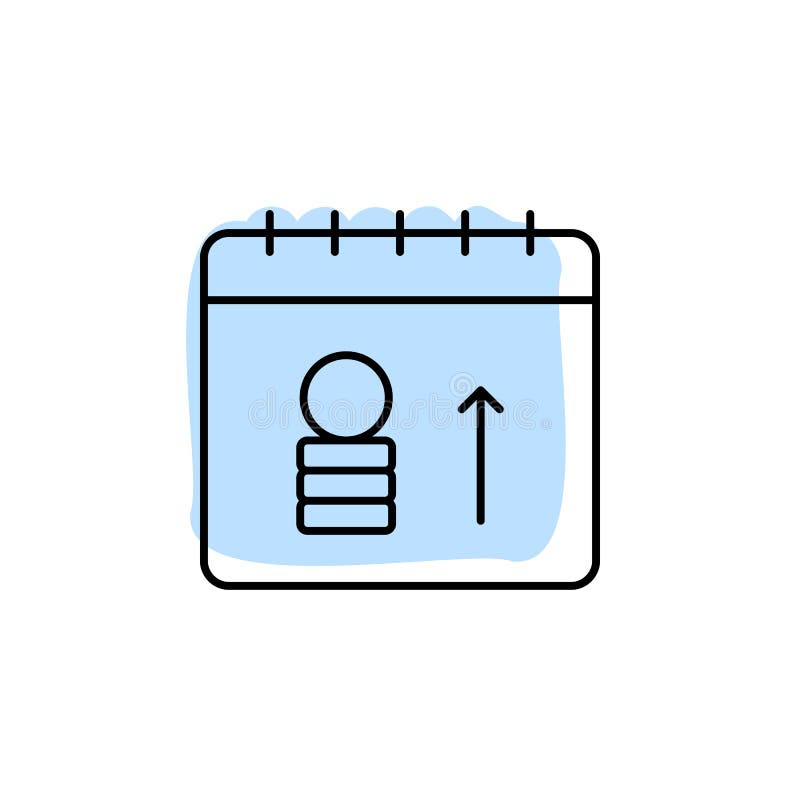 Calendar, Coins with Color Shadow Vector Icon in Calendar Set Stock ...