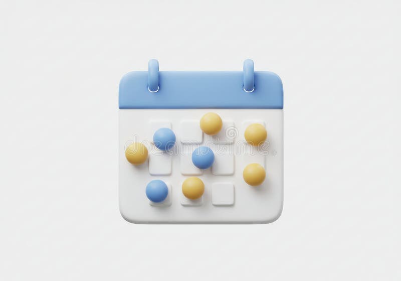 Calendar with Color Balls Marking Dates 3d Render Stock Illustration ...