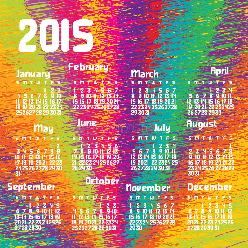 Calendar 2015 Colorful. Vector Illustration Stock Vector - Illustration ...