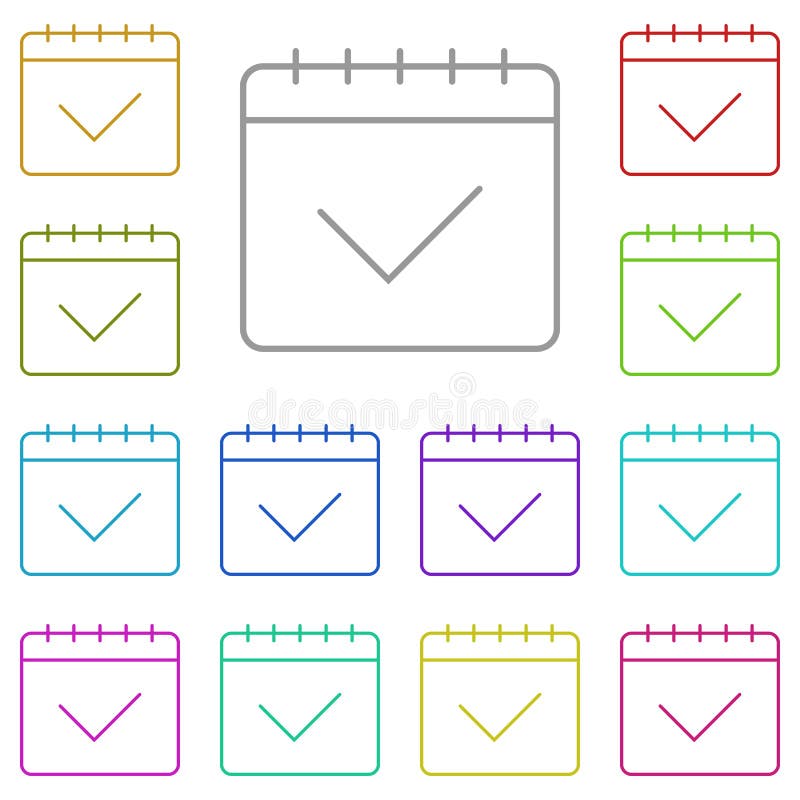 Calendar, Complete Multi Color Icon. Simple Thin Line, Outline Vector ...