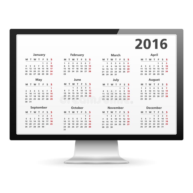 2016 Calendar stock vector. Illustration of template - 59756358