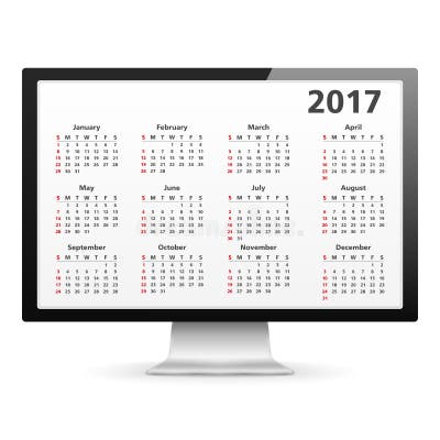 2017 Calendar in Computer stock vector. Illustration of monitor - 76978767