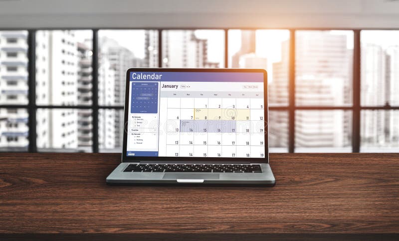 Calendar on Computer Software Application for Schedule Planning Snugly ...