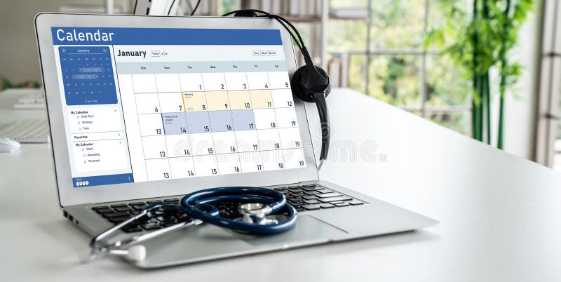 Calendar on Computer Software Application for Schedule Planning Snugly ...