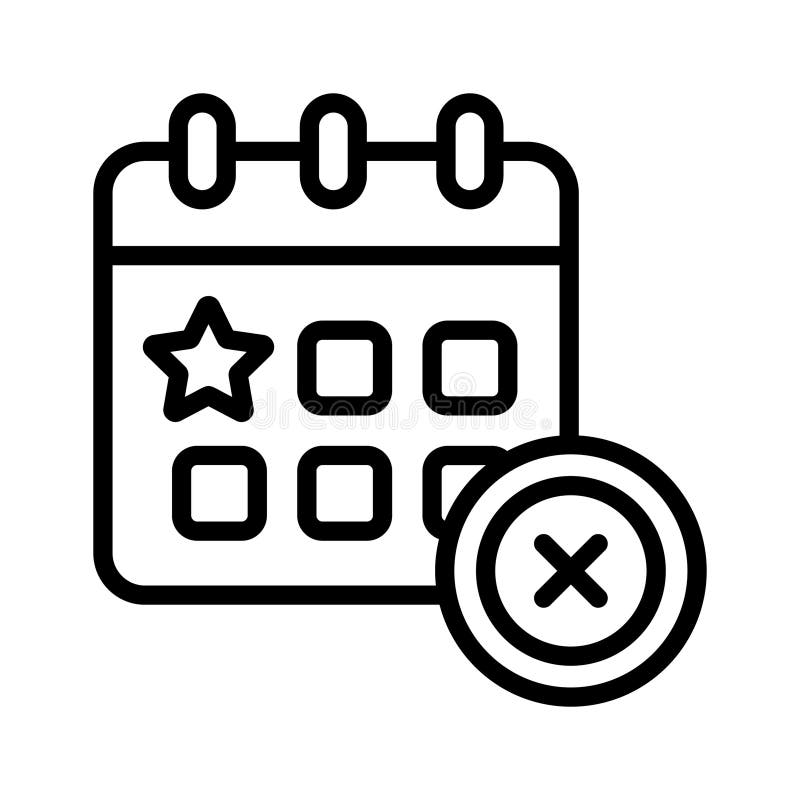 Calendar with a Cross Symbol Representing Event Removal Stock ...