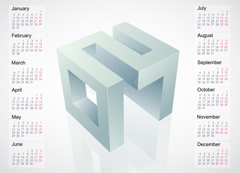 Calendar 2017 with 3D Emblem Stock Vector - Illustration of annual ...