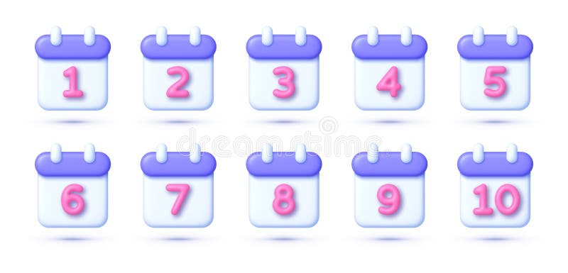 Calendar 3d Set, Great Design for Any Purposes. Simple Design. Design ...