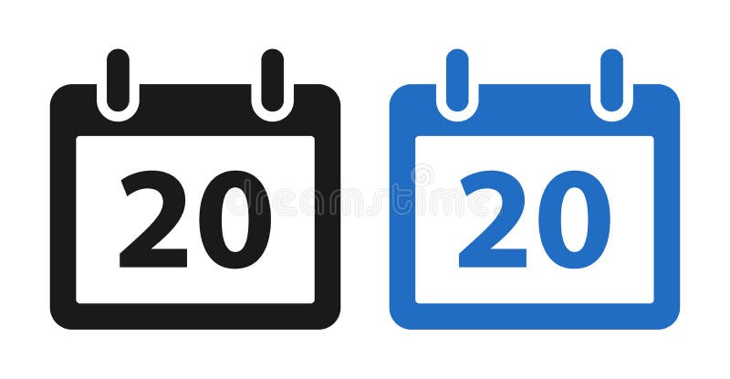 Calendar date 20 day icon stock vector. Illustration of date - 203361774