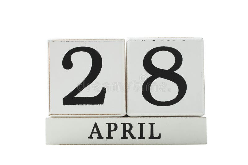 April 28th. Wood Cube Calendar with Date of Month and Day, Pink Flowers ...