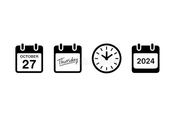 Calendar Date Clock Set for Scheduling and Planning Needs Stock Vector ...