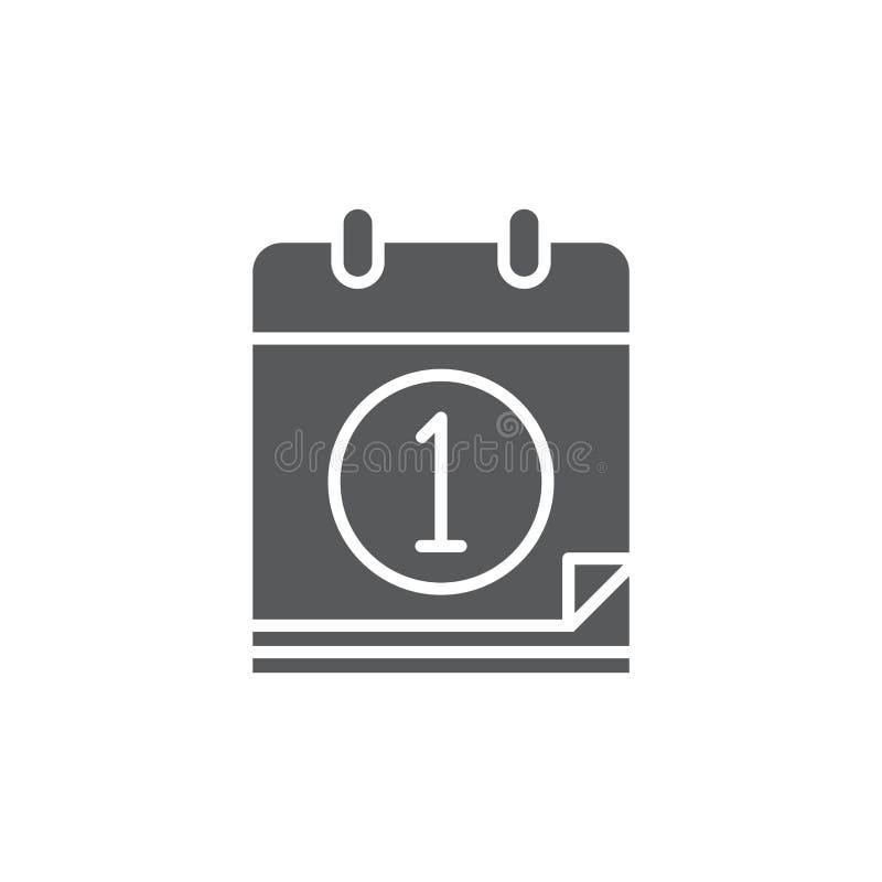 Calendar Date Day One Vector Icon Symbol Isolated on White Background ...