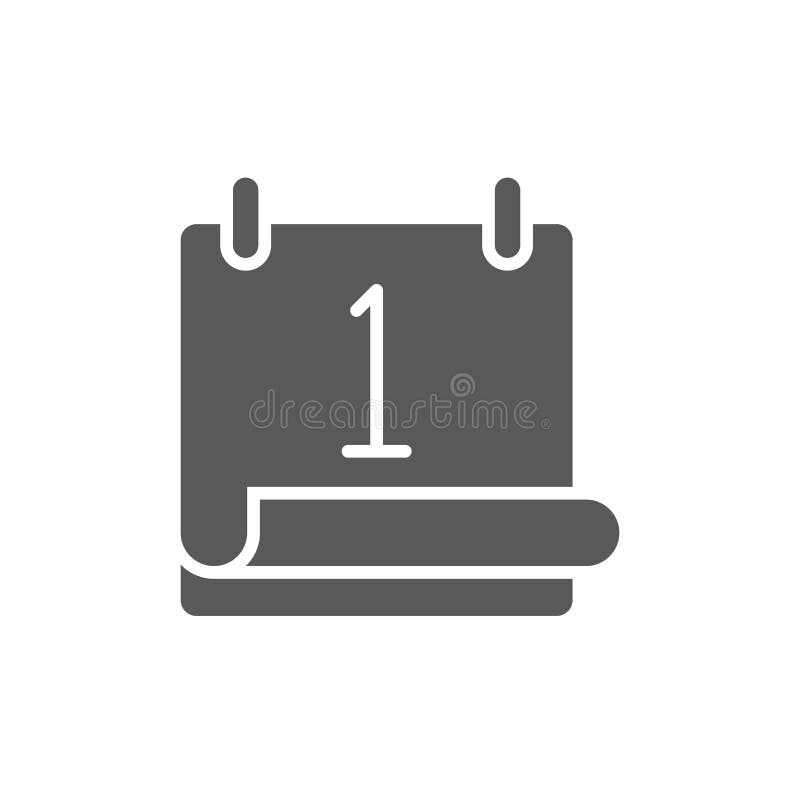 Calendar Date Day One Vector Icon Symbol Isolated on White Background ...