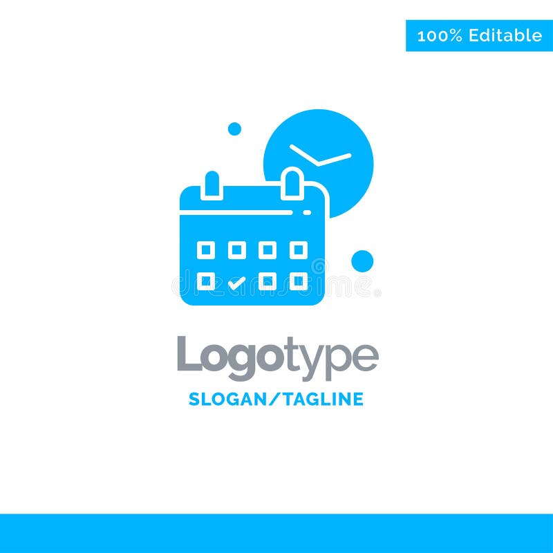 Calendar, Date, Day, Time, Job Blue Solid Logo Template. Place for ...