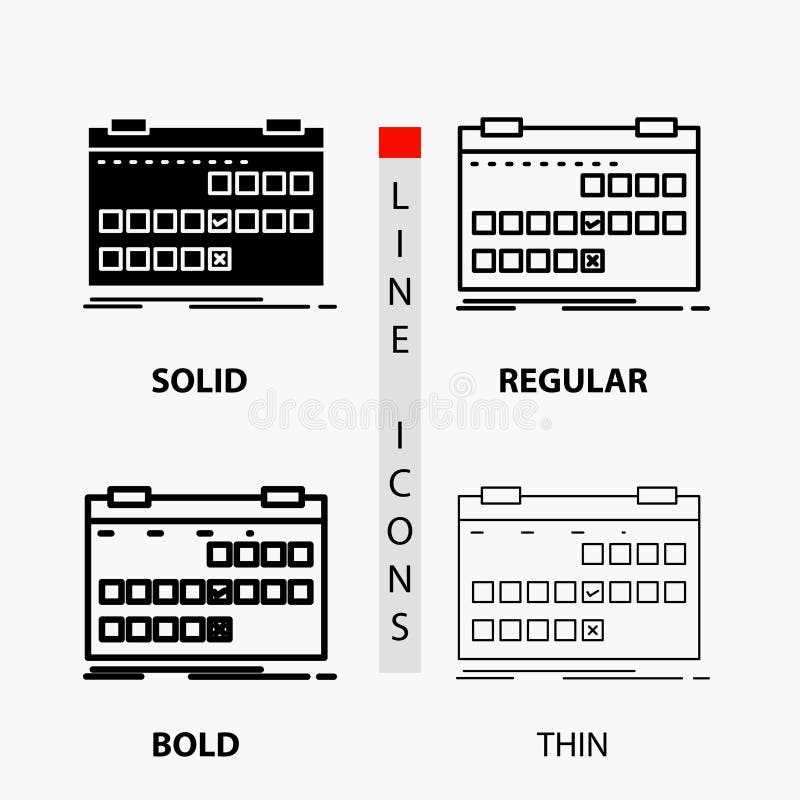 Calendar, Date, Event, Release, Schedule Icon in Thin, Regular, Bold ...