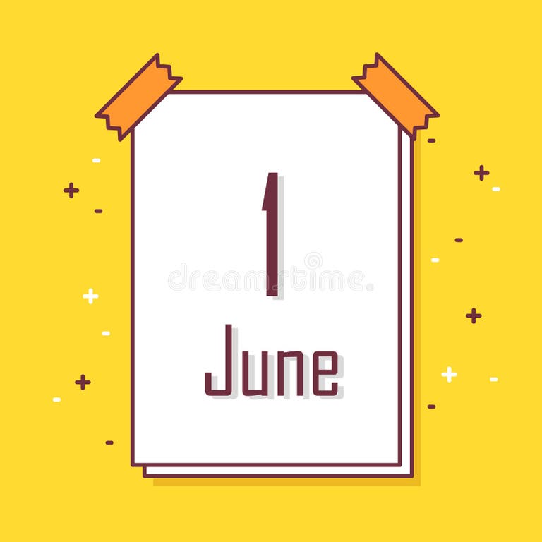 Calendar with the Date the First of June. Thin Line Flat Design Card ...