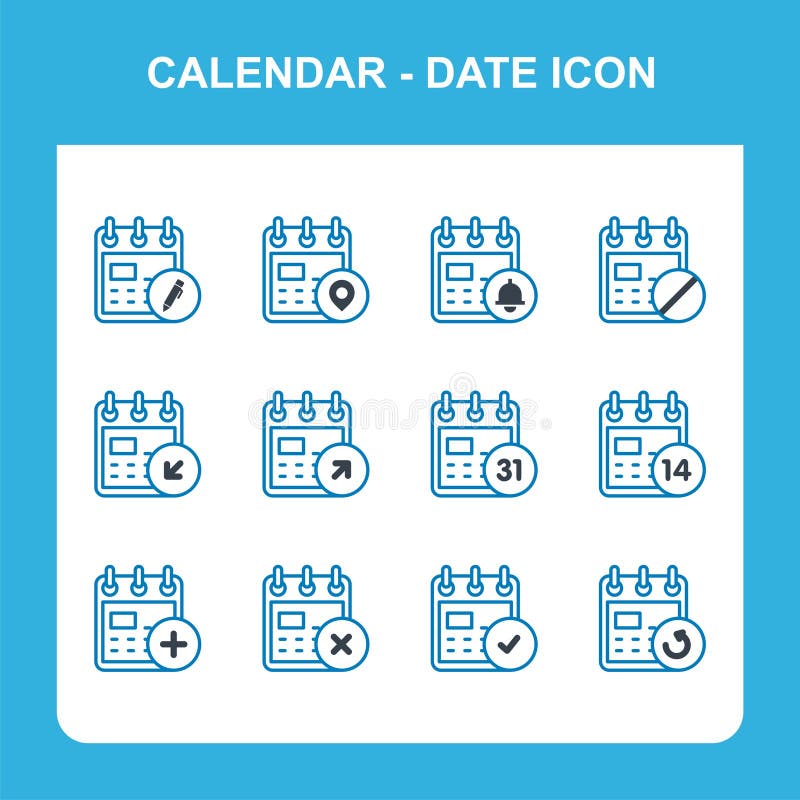 Calendar and date icon set stock vector. Illustration of gears - 174628863