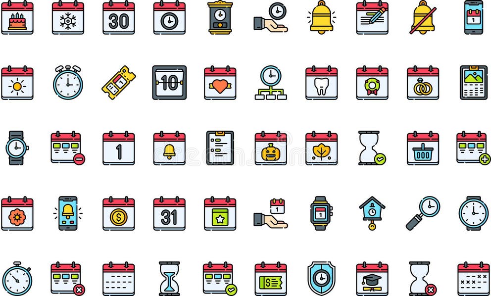 Calendar and Date Icons High-Quality Vector Icons Collection with ...