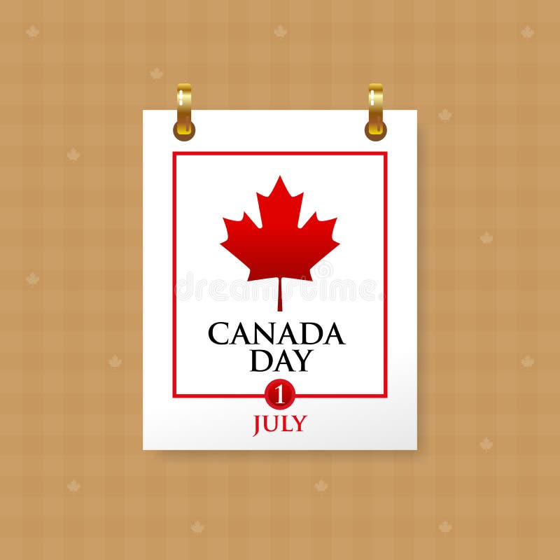 Calendar with the Date of July 1 and a Red Maple Leaf, Symbol of Canada ...