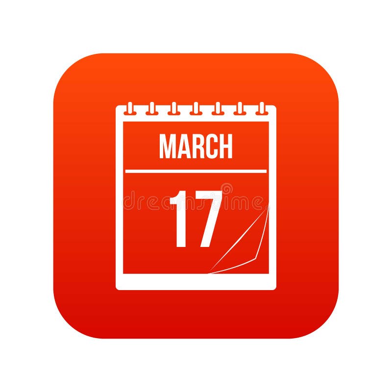 Calendar with Date of March 17 Icon Digital Red Stock Vector ...