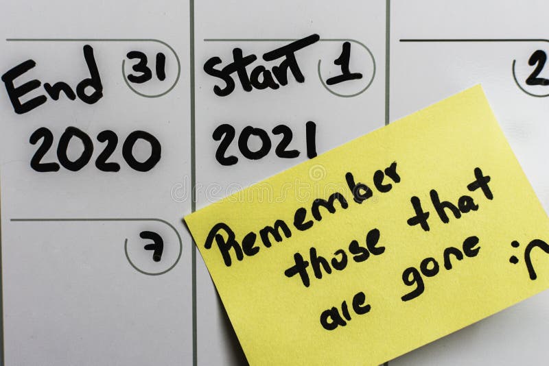 Calendar with 2020-2021 Date and New Years Resolution Written on a ...