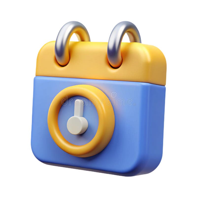 Calendar Date with Time Clock 3D Front View Icon 3d Rendering ...