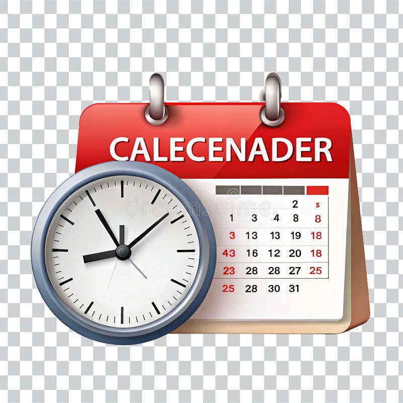 Calendar Date with Time Clock Isolated on Transparent Background Stock ...