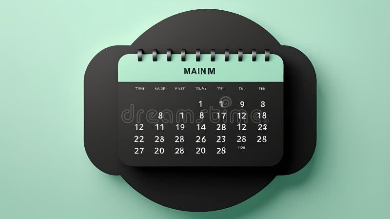 Calendar with Dates on Mint Background Stock Illustration ...