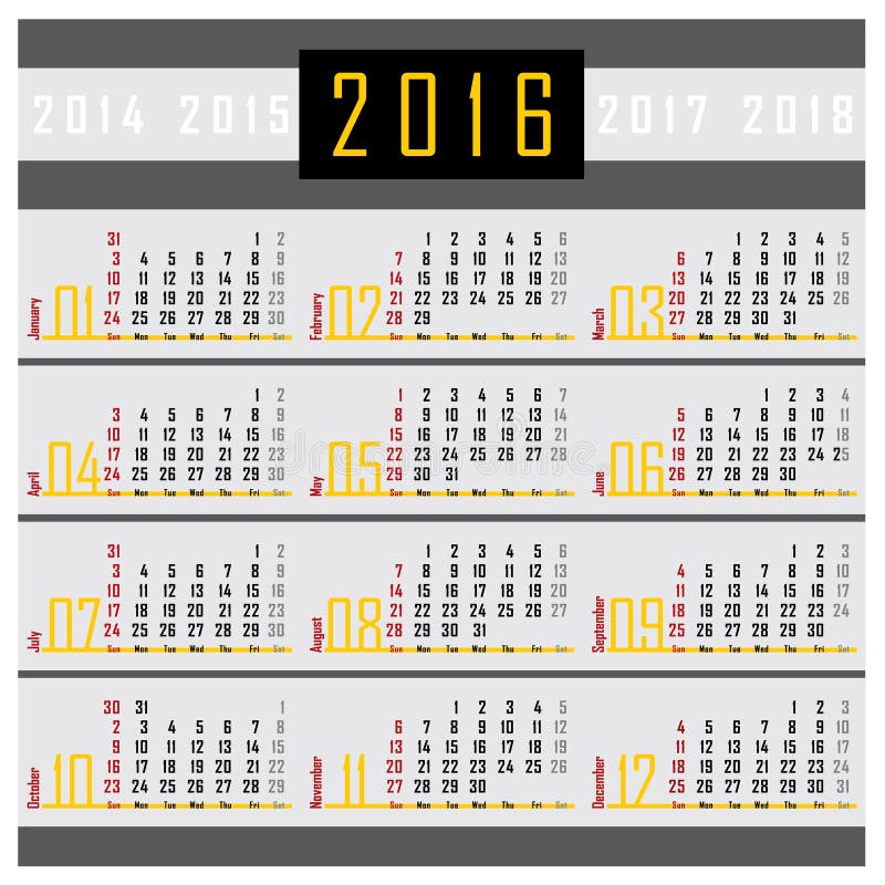 Calendar 2016 stock vector. Illustration of october, page - 61839104