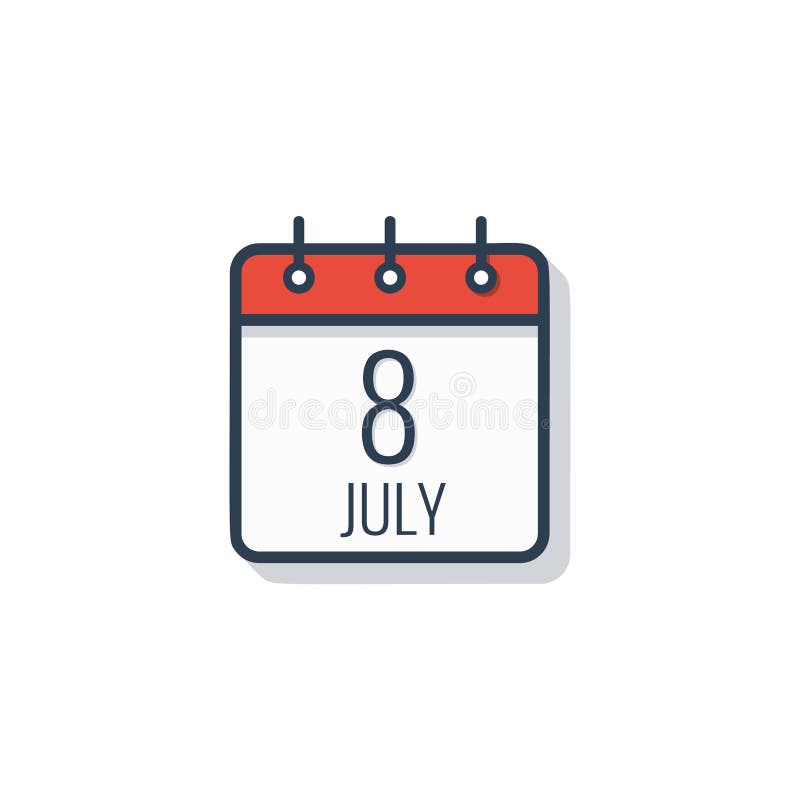 Calendar Day Icon Isolated on White Background. July 8. Stock ...