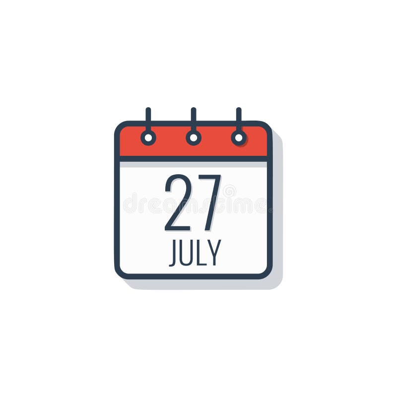 Calendar Day Icon Isolated on White Background. July 27. Stock ...