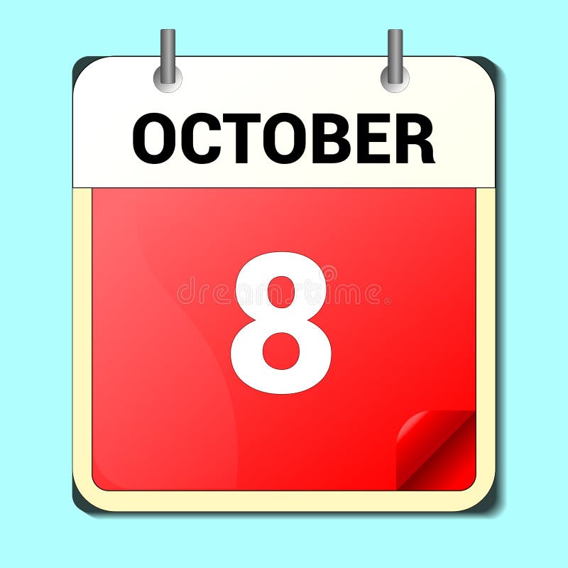 Calendar Day - 8 October Vector Illustration Flat Style. Stock Vector ...