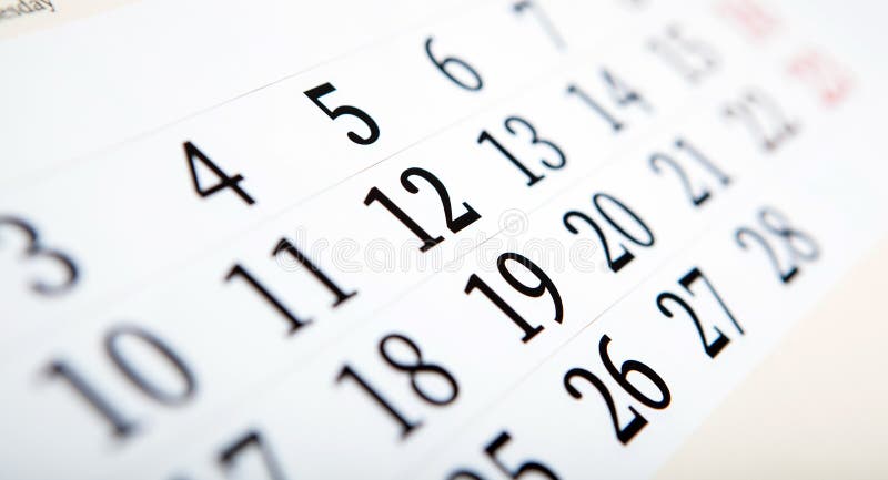 Calendar Days with Numbers Close Up Stock Photo - Image of number ...