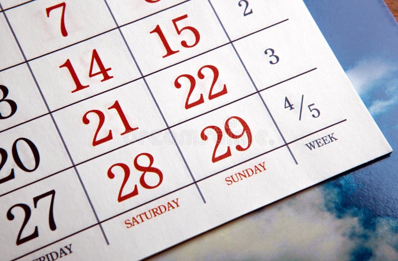 Calendar Days with Numbers Close Up Stock Photo - Image of planning ...