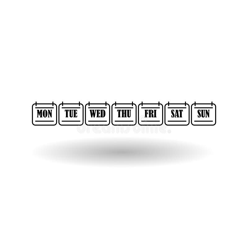 Calendar , Days of the Week Icon with Shadow Stock Vector ...