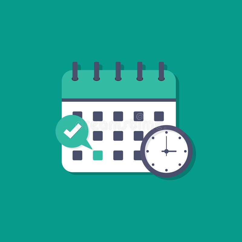 Calendar Deadline with Check and Clock Flat Design Vector Stock Vector ...