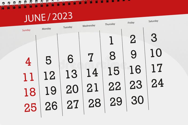 Calendar 2023, Deadline, Day, Month, Page, Organizer, Date, June ...