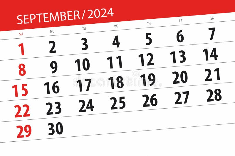 Calendar 2024, Deadline, Day, Month, Page, Organizer, Date, September ...