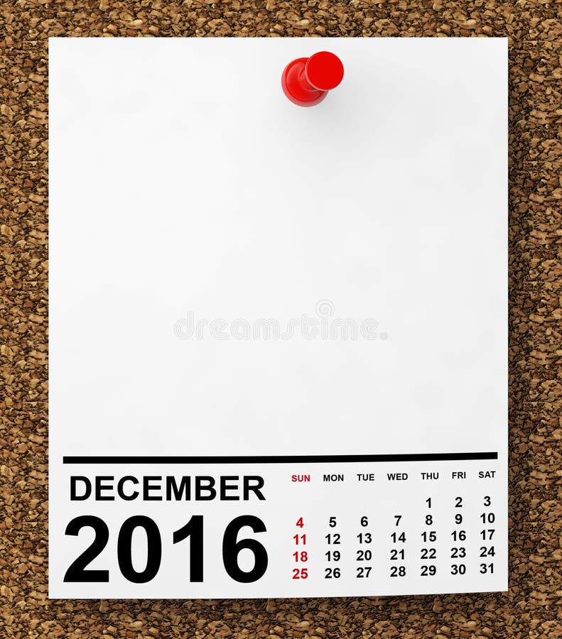 December 2016 Monthly Calendar Stock Vector - Illustration of office ...