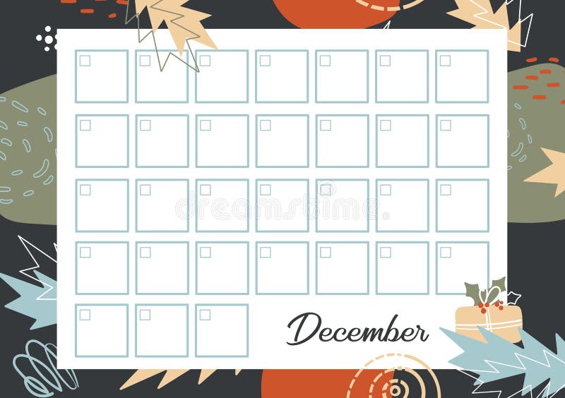 Calendar on December without Data for Planner or Diary. Printable ...