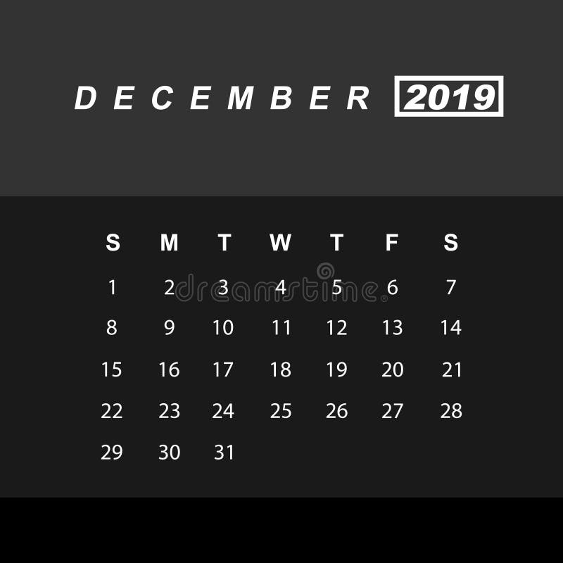 Calendar for December 2019 stock illustration. Illustration of diary ...